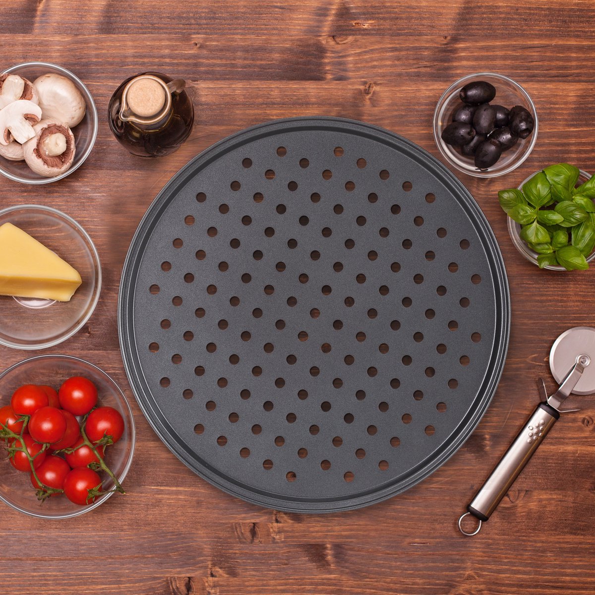 Assiette à pizza Relaxdays 5 pièces - plaque de cuisson ronde - avec ...