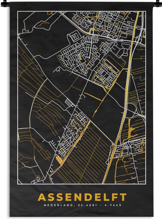 Wandkleed - Wanddoek - Kaart - Plattegrond - Stadskaart - Assendelft ...