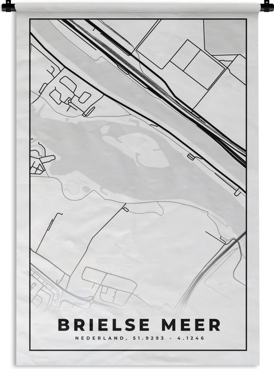 Wandkleed - Wanddoek - Nederland - Stadskaart - Brielse Meer - Kaart ...
