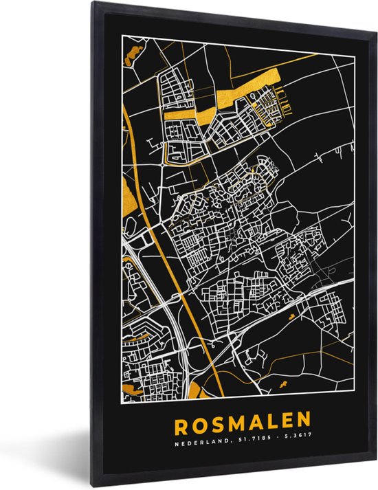 Fotolijst incl. Poster - Rosmalen - Plattegrond - Stadskaart - Kaart ...