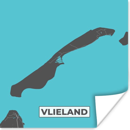 Poster Kaart - Vlieland - Eiland - Stadskaart - Plattegrond - 30x30 cm ...