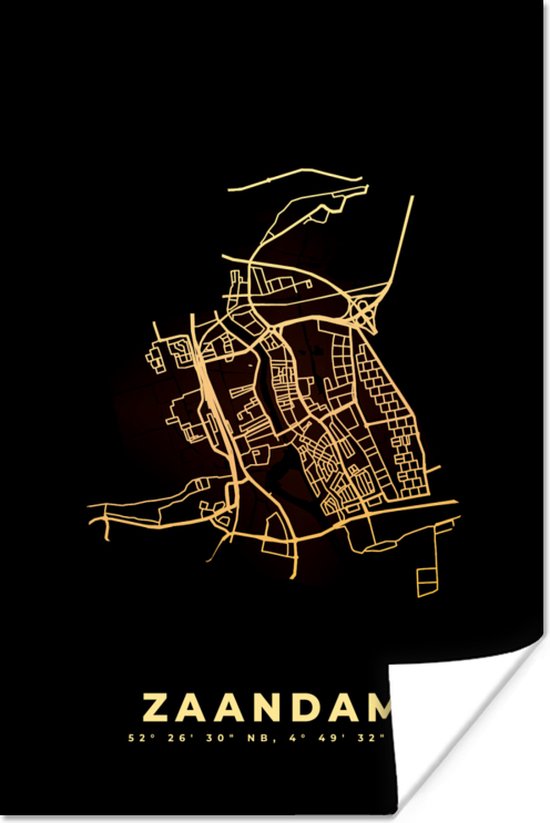 Poster Zaandam - Stadskaart - Plattegrond - Kaart - 60x90 cm | bol