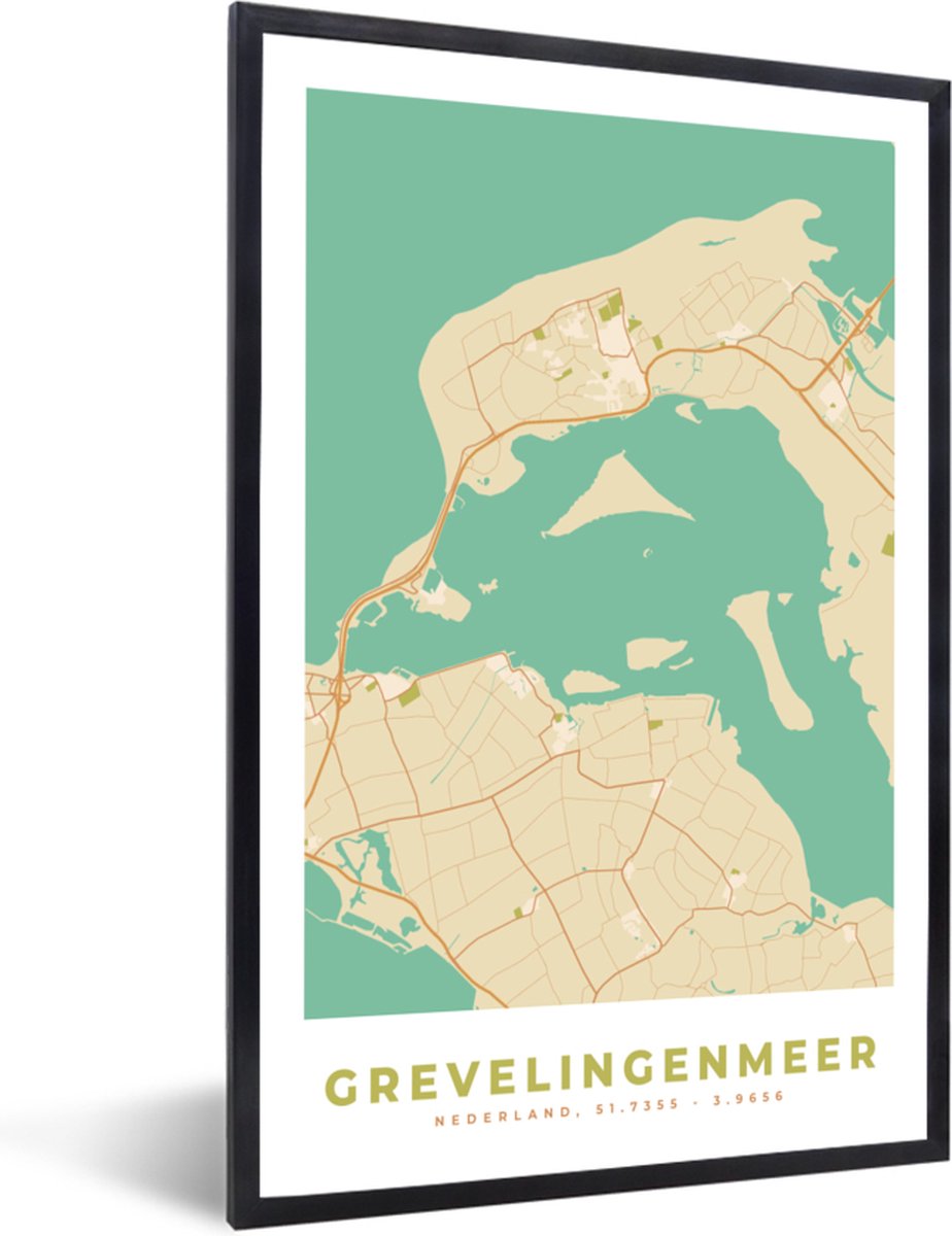Fotolijst incl. Poster - Grevelingenmeer - Stadskaart - Plattegrond ...