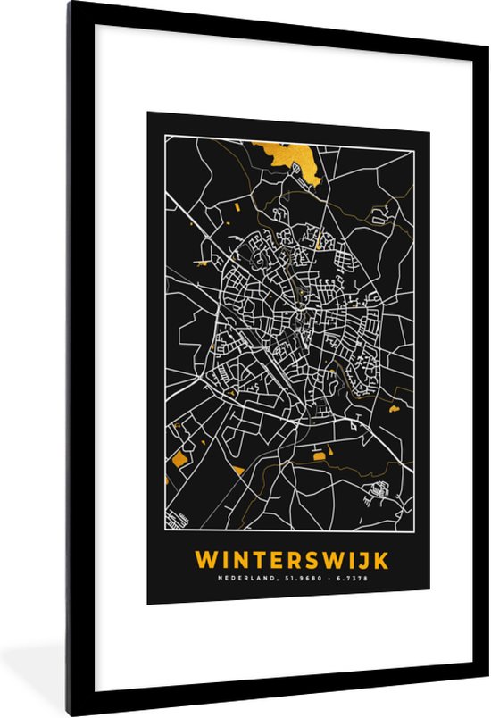 Fotolijst incl. Poster - Winterswijk - Plattegrond - Stadskaart - Black ...