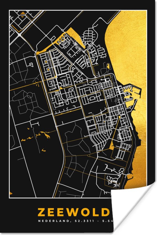 Poster Zeewolde - Goud - Stadskaart - Plattegrond - Kaart - 80x120 cm | bol