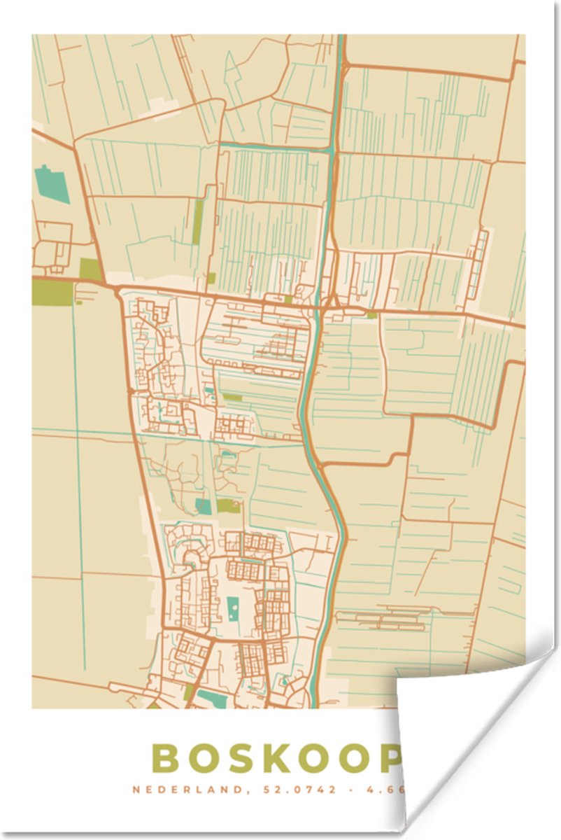 Poster Boskoop - Kaart - Plattegrond - Nederland - Stadskaart - 80x120 ...