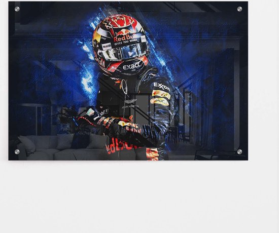Max Verstappen Formule 1 Red Bull Racing | 40x30 cm | Formule 1 | Glas schilderij |... | bol.com