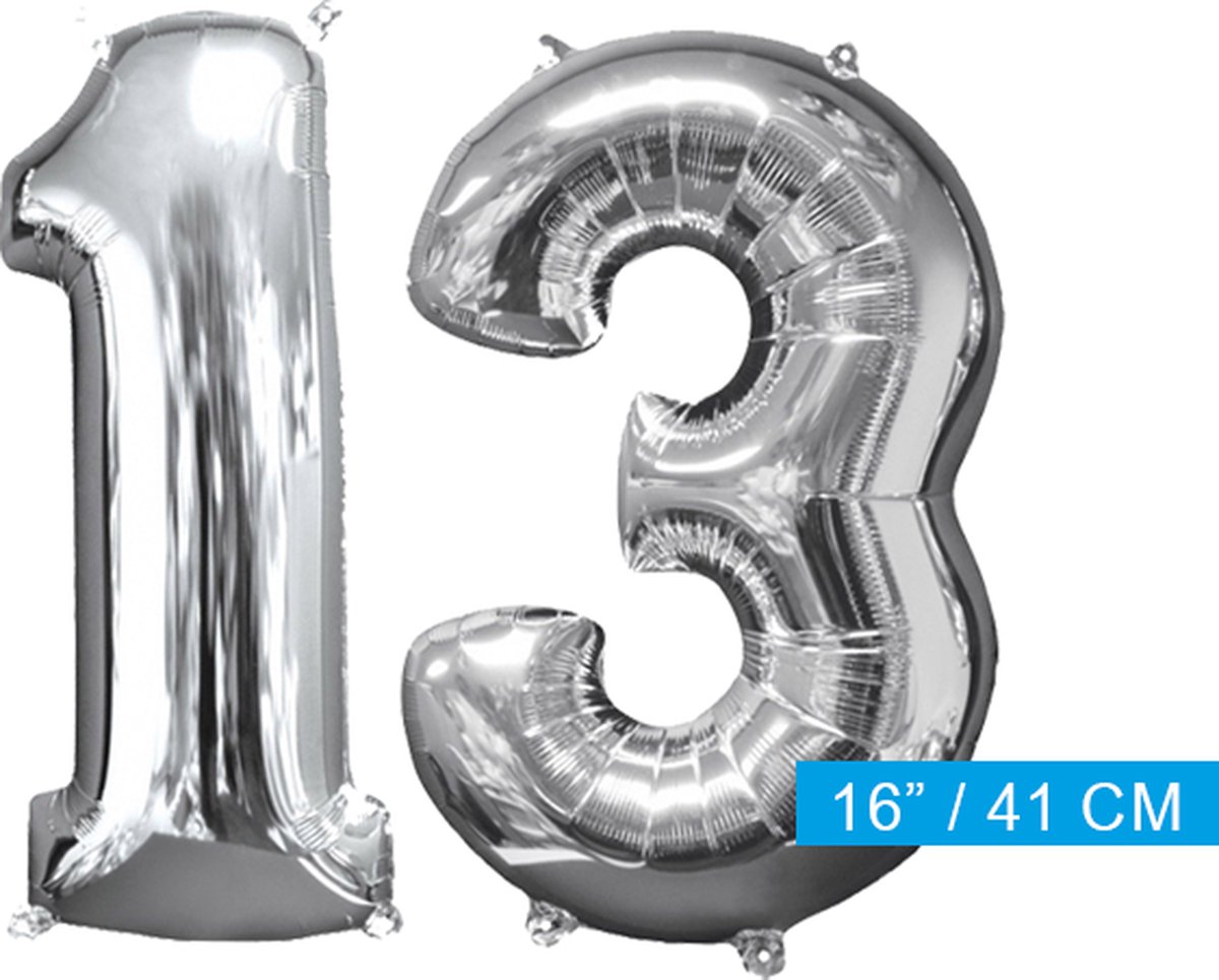 Zilveren folie ballon cijfer 13. | bol.com