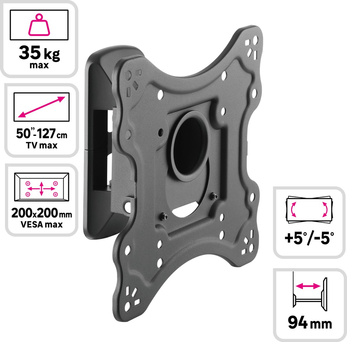 LEXMAN - Support TV inclinable - max 50''/127 cm - 76° - charge max 35 ...
