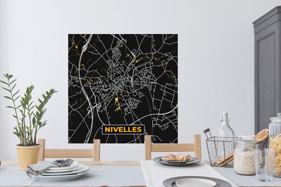 Stickers muraux - Nivelles - Carte - Carte - Or - Plan de la ville ...