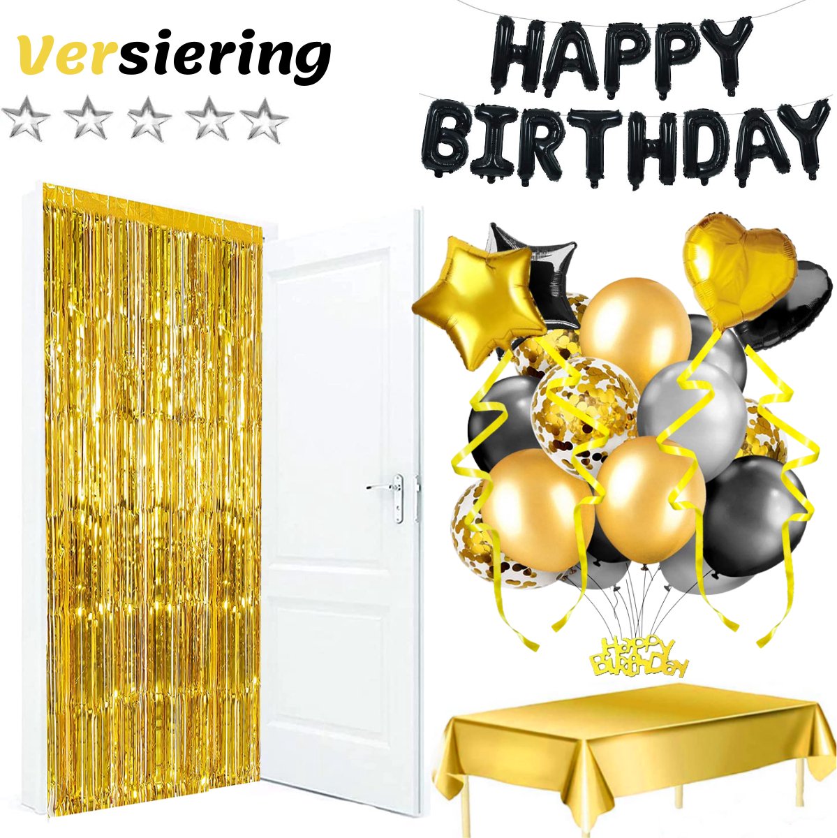 Feestio Ballonnen Verjaardag Versiering met Tafelkleed en Slingers ...