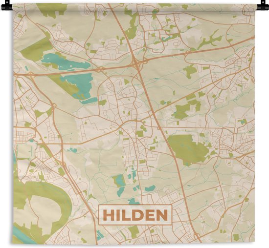 Wandkleed - Wanddoek - Hilden - Plattegrond - vintage - Kaart ...
