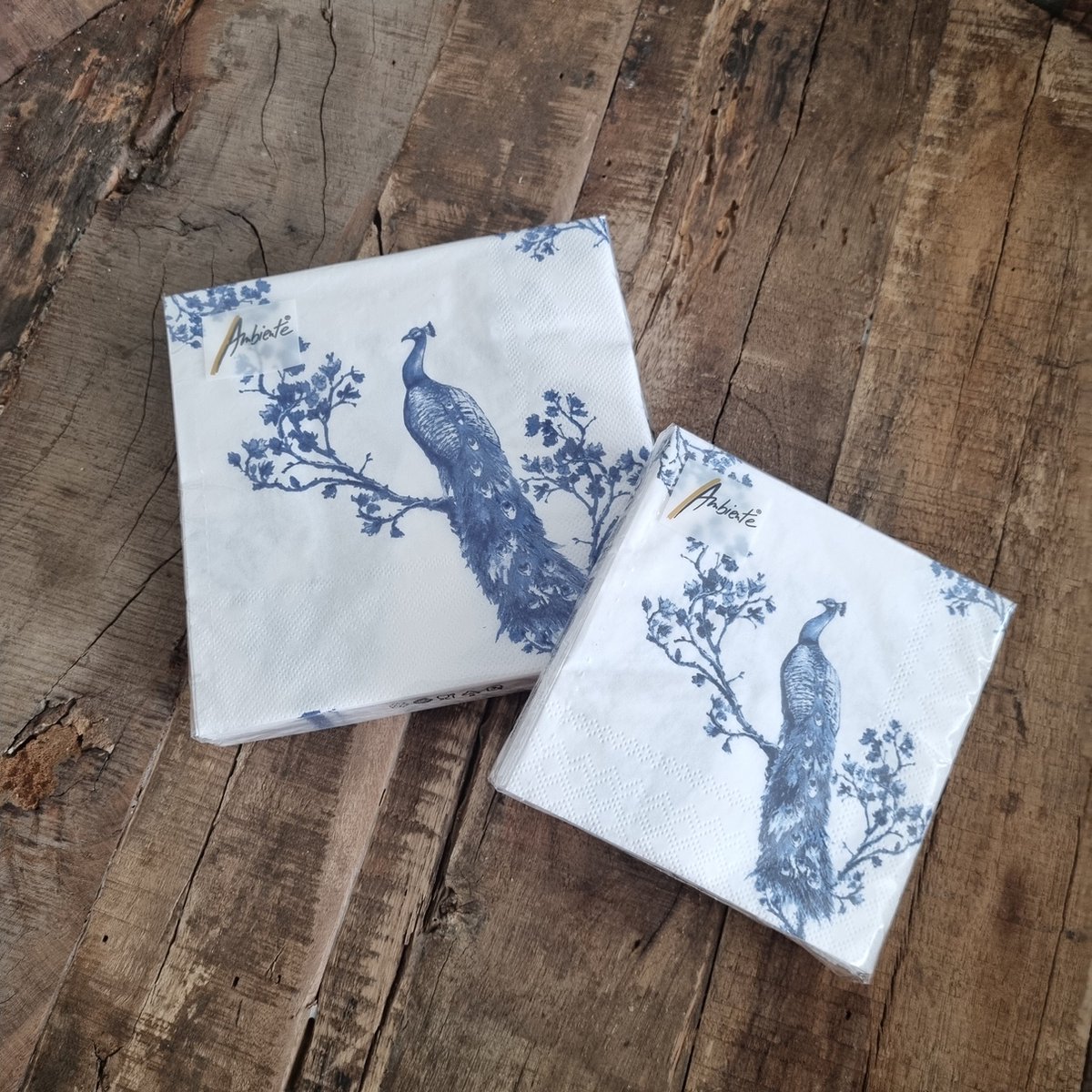 Ambiente servetten - Pauw Delfts blauw - 2 pakjes 33x33cm en 25x25cm ...
