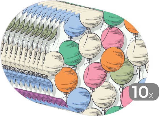 Ronde placemats - Onderlegger - Placemats rond - Ballonnen - Patroon ...