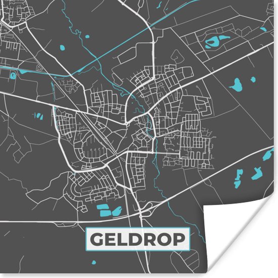Poster Geldrop - Plattegrond - Kaart - Stadskaart - 100x100 cm XXL | bol