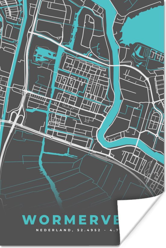 Poster Plattegrond - Wormerveer - Kaart - Stadskaart - 20x30 cm | bol.com