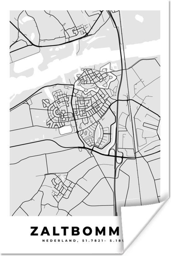 Poster Plattegrond - Zaltbommel - Kaart - Stadskaart - 20x30 cm | bol