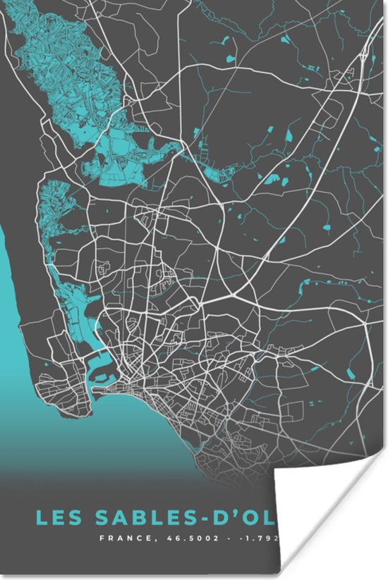 Poster Frankrijk - Plattegrond - Stadskaart - Les Sables-d'Olonne ...