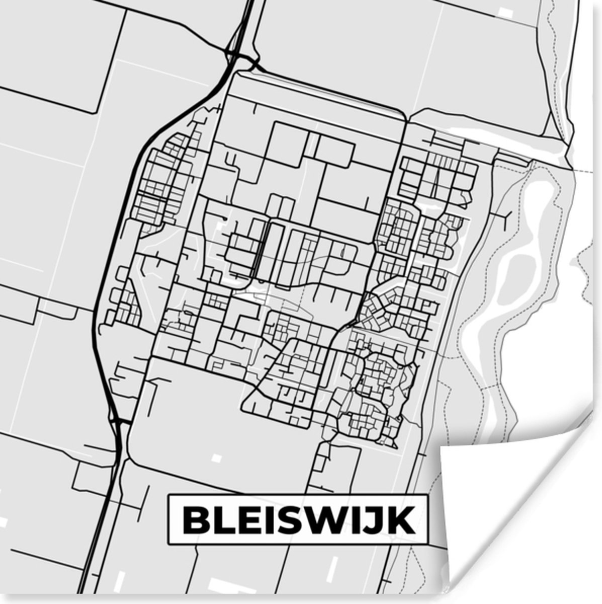 Poster Plattegrond - Bleiswijk - Kaart - Stadskaart - 50x50 cm | bol.com