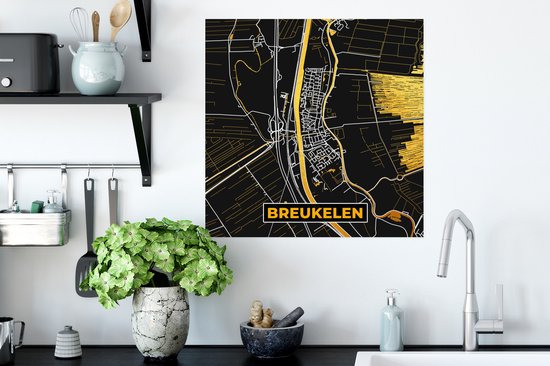 Poster Stadskaart - Kaart - Breukelen - Black en gold - Plattegrond ...