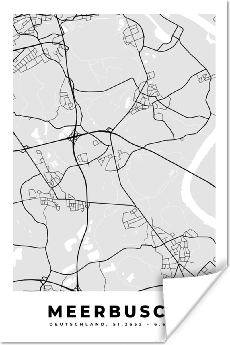 Poster Stadskaart - Meerbusch - Kaart - Duitsland - Plattegrond - 40x60 ...