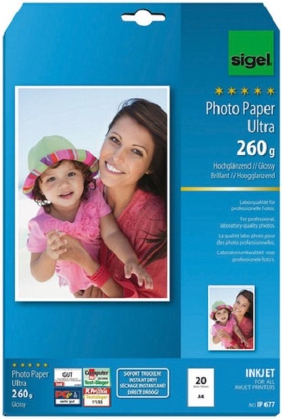 Sigel inkjet fotopapier - Ultra - A4 - hoogglans - 260 grams - 20 vel ...