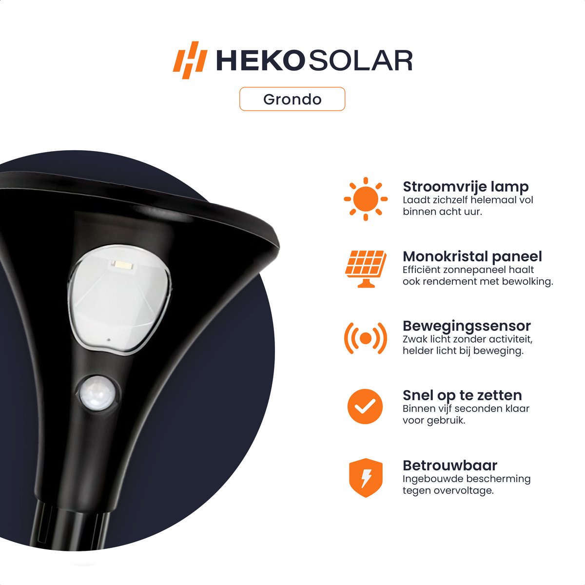 HEKO Solar® Grondo - Solar Buitenlamp met beweginssensor - Warm Licht ...