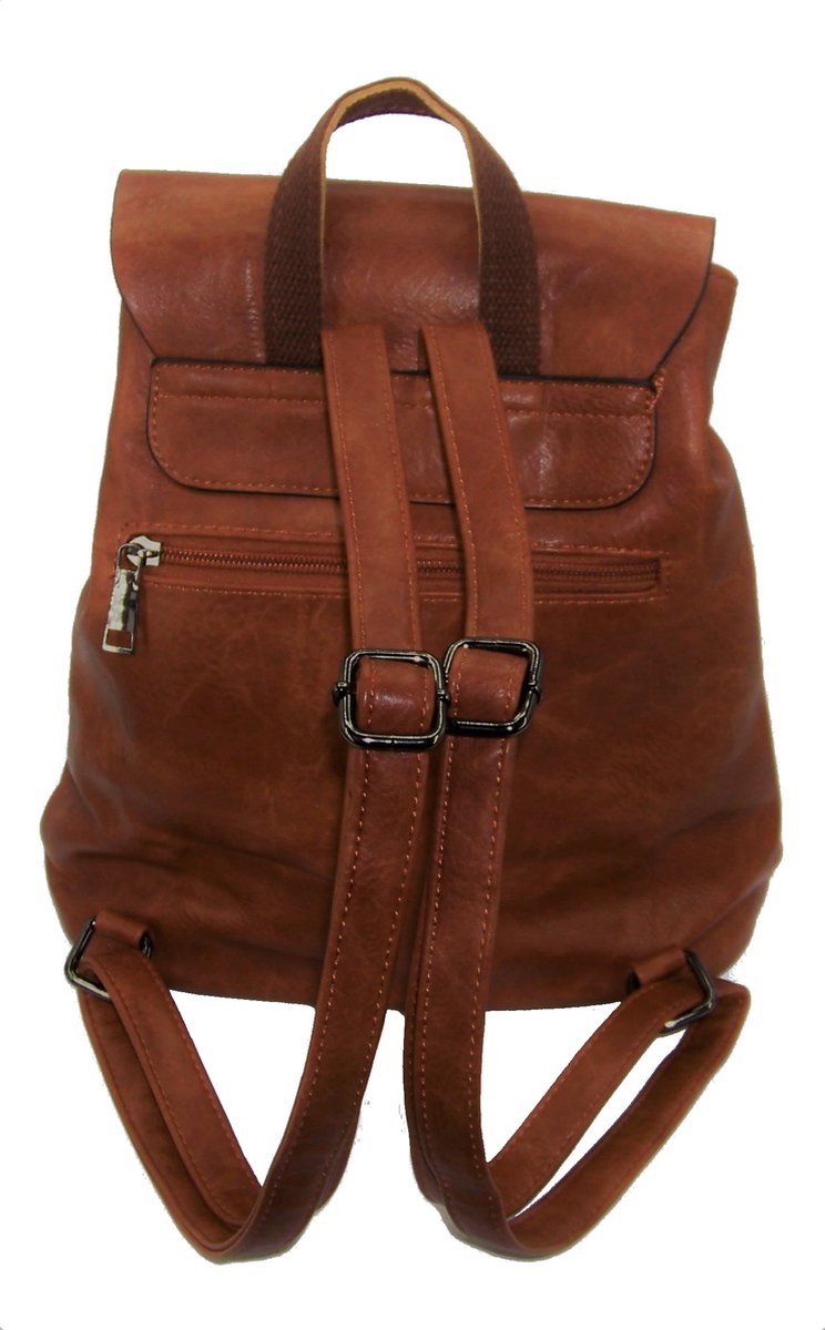 Soepele cognac leren rugzak | bol.com