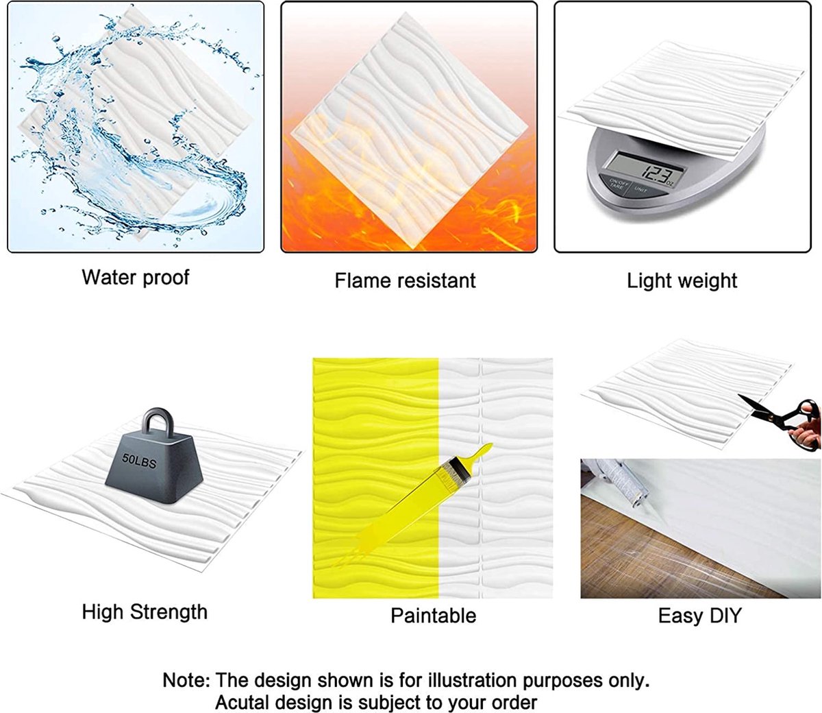Premium 3D Wandpanelen - PVC - Waterdicht - Muurpanelen - Zwarte ...