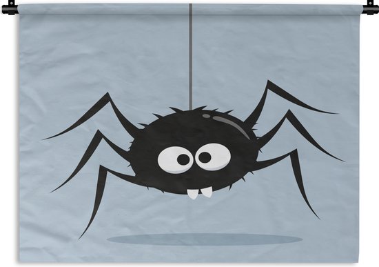 Wandkleed - Wanddoek - tekening van een spin met grote voortanden ...