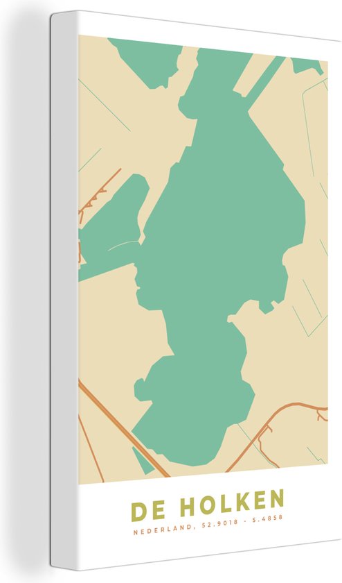 Canvas Schilderij Retro - De Holken - Stadskaart - Kaart - Plattegrond ...