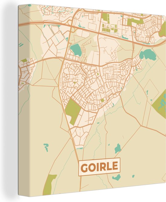 Canvas Schilderij Plattegrond - Goirle - Stadskaart - Kaart - 90x90 cm ...