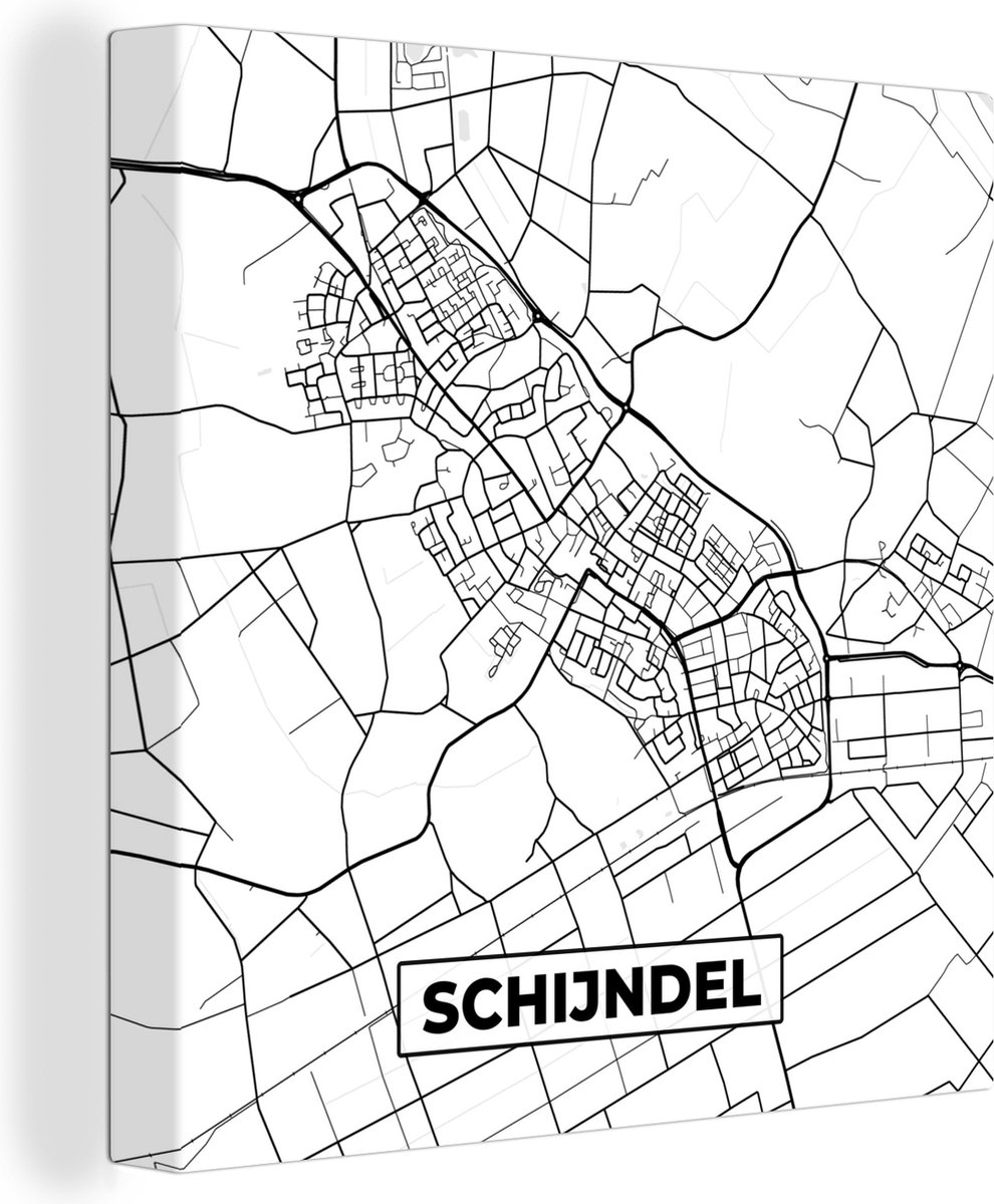 Canvas Schilderij Schijndel - Plattegrond - Kaart - Stadskaart - 50x50 ...