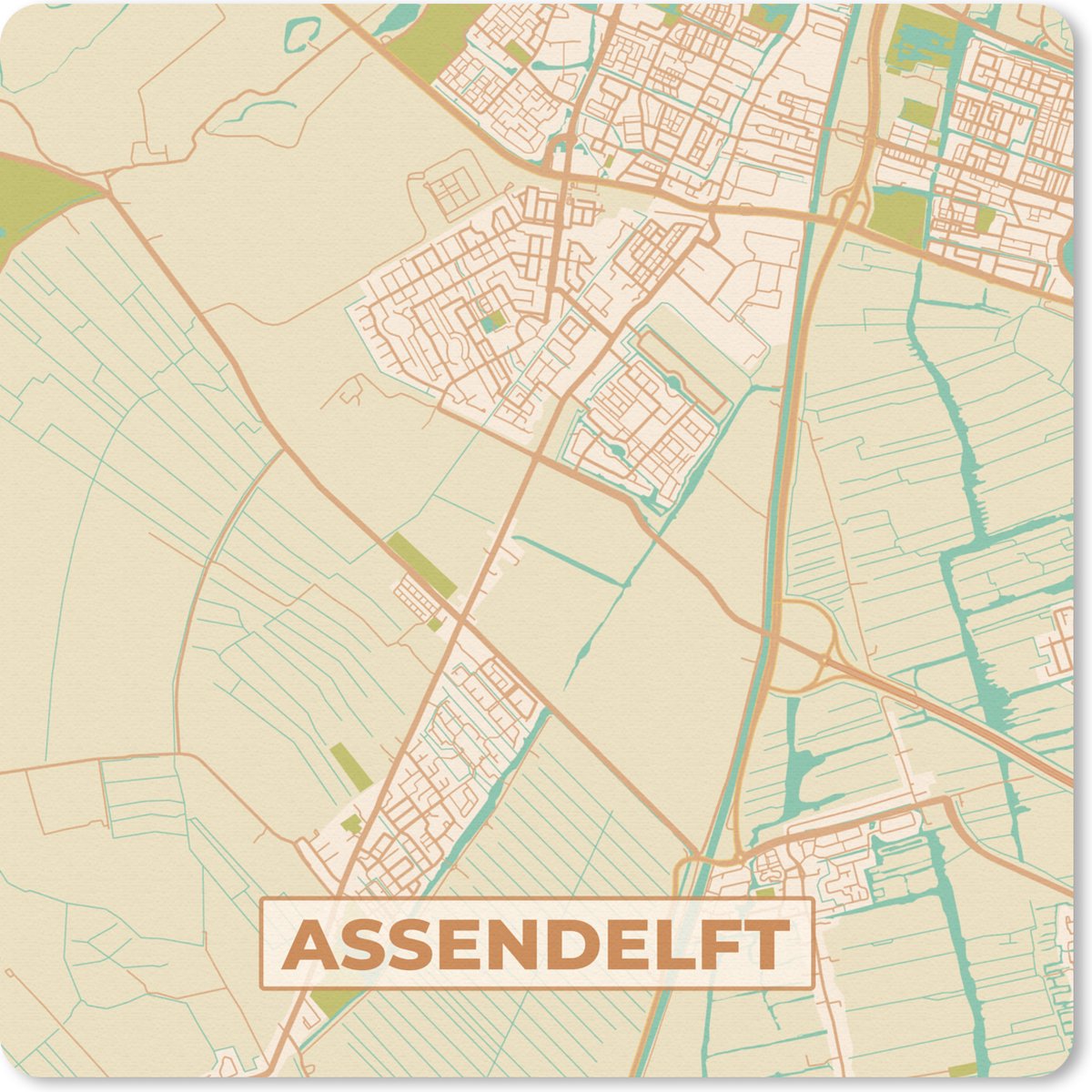 Muismat - Assendelft - Stadskaart - Vintage - Kaart - Plattegrond ...
