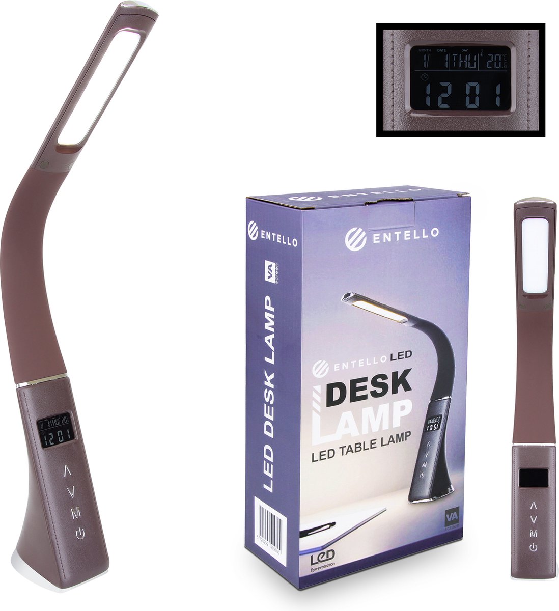 Entello LED Bureaulamp Dimbaar - 3 Lichtkleuren - 5 Dimniveaus ...