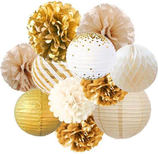 Pico NL® Decoratie Pompons Geel - Lantaarn Feest Versiering - Papieren ...