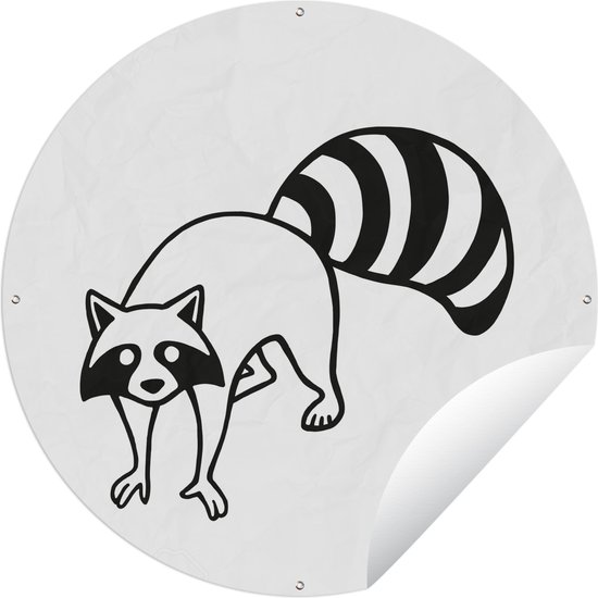 Tuincirkel tekening van een wasbeer in het zwart-wit - 90x90 cm - Ronde ...
