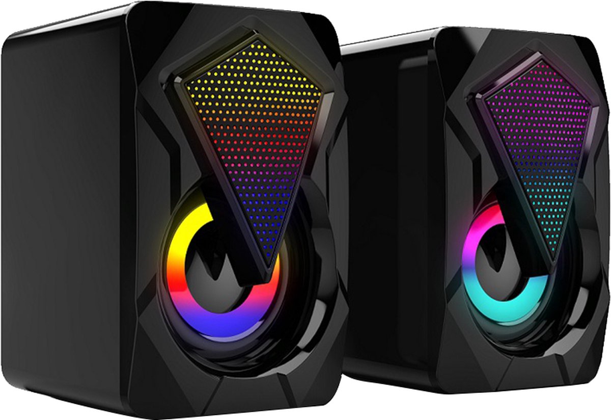 RAIDER 2.0 RGB PC Gaming Speaker Set, USB/3,5 mm AUX, LED-verlichting ...