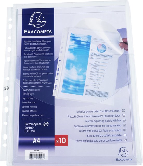 5 x Pak van 10 geperforeerde showtassen met balg - opening aan ...