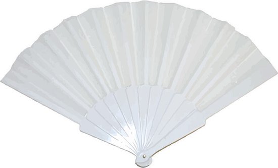 Handwaaier/spaanse waaier - wit - polyester - Verkoeling in de zomer ...