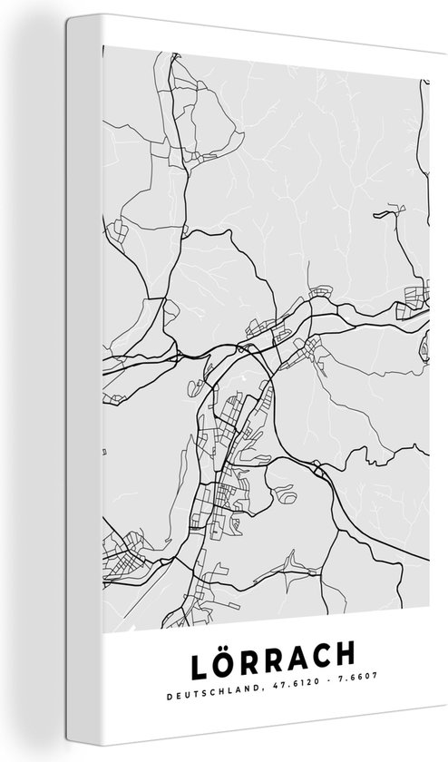 Canvas Schilderij Stadskaart - Plattegrond - Kaart - Lörrach ...