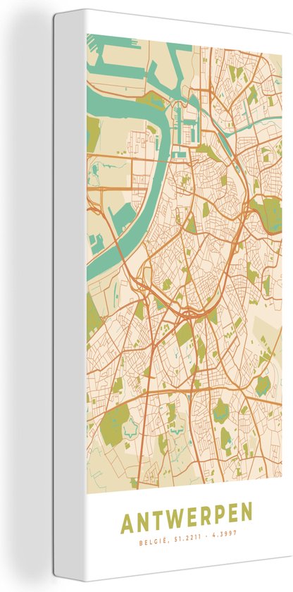 Peinture sur toile Anvers - Carte - Plan de ville - Anvers - Carte ...
