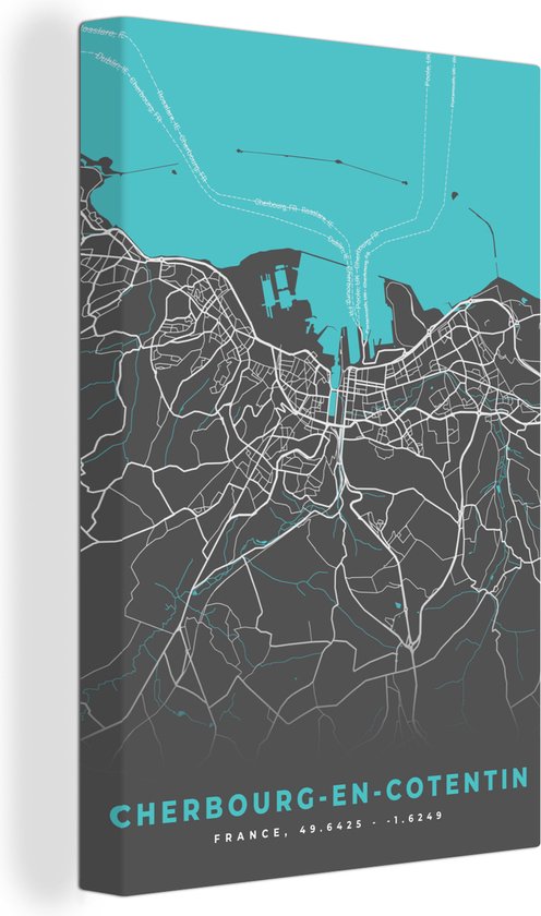 Canvas Schilderij Plattegrond - Kaart - Cherbourg-en-Cotentin ...