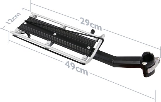 PrimeMatik - Metalen bagagerek achter voor fietsbuisbevestiging 29x12cm ...