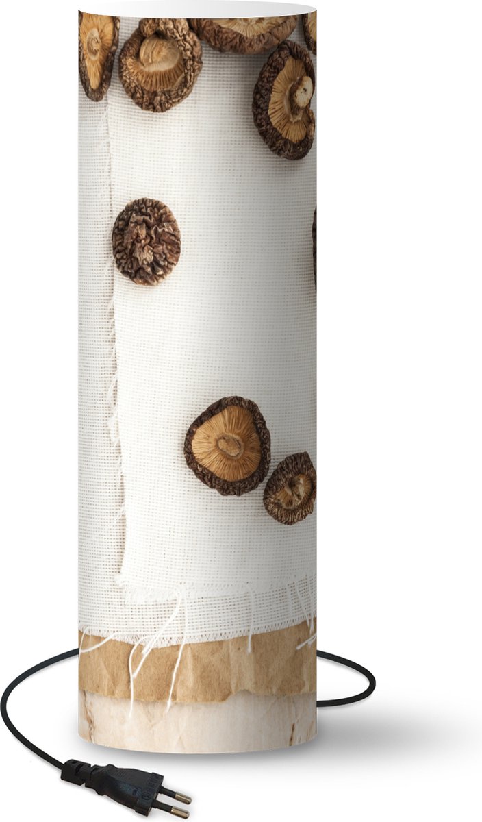 Lamp Champignon - Gedroogde champignons op doek - 50 cm hoog - Ø16 cm ...