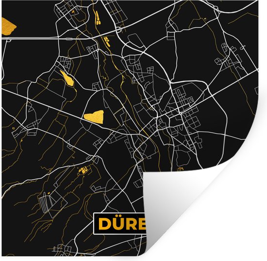 Muurstickers - Sticker Folie - Düren - Plattegrond - Goud - Stadskaart ...