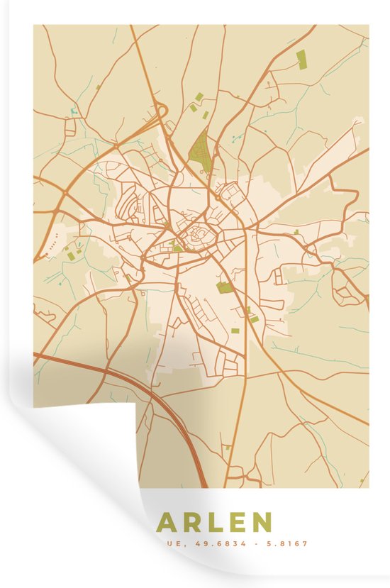 Muurstickers - Sticker Folie - Kaart - Stadskaart - Plattegrond ...
