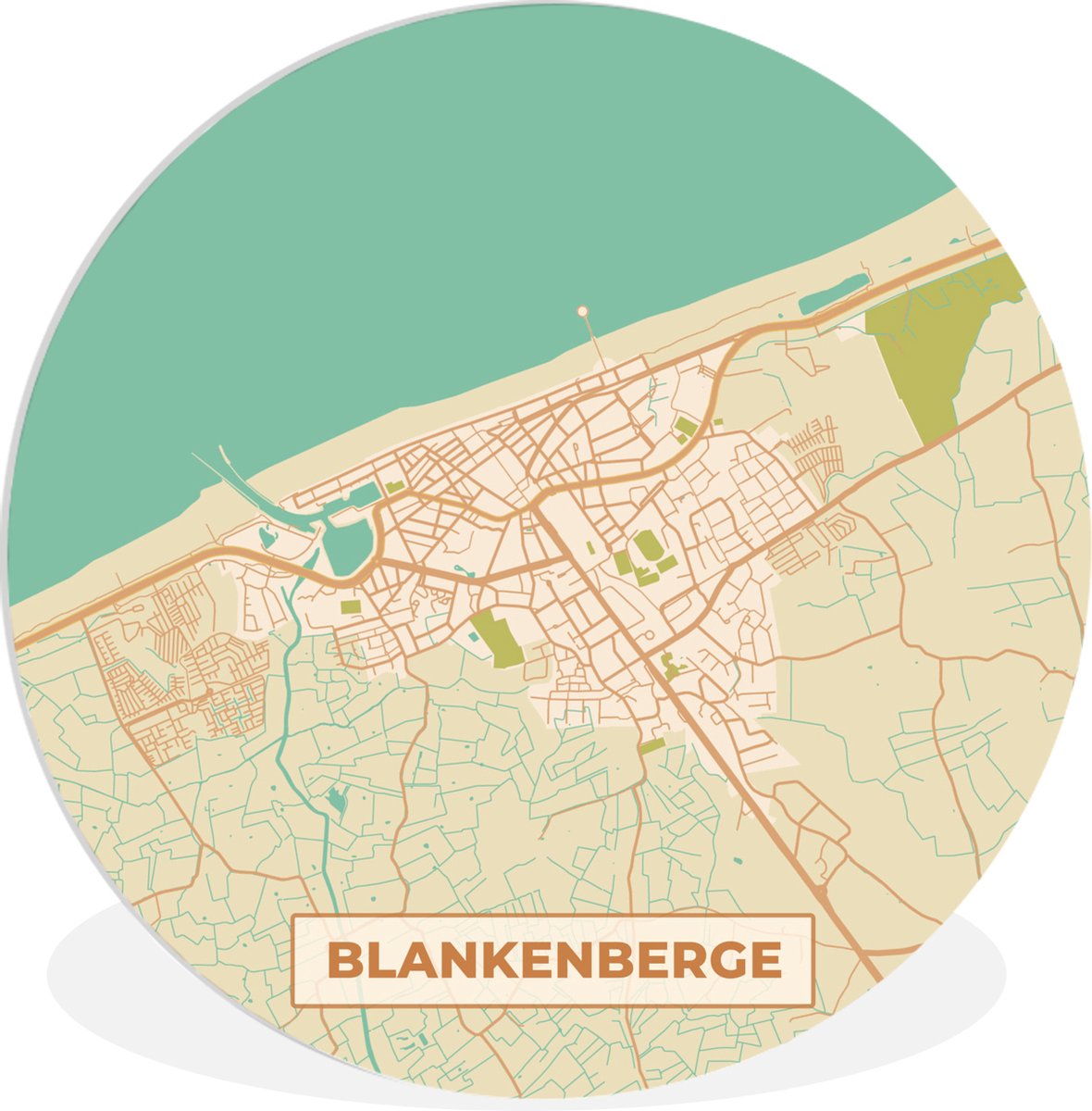 Wall Circle - Wall Circle Indoor - Blankenberge - Map - Vintage - City Map - Map - ⌀... | bol.com