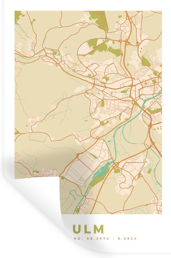 Stickers muraux - Sticker Feuille - Ulm - Carte - Vintage - Carte ...