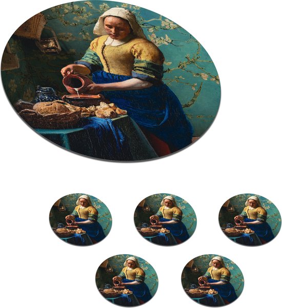 Onderzetters voor glazen - Melkmeisje - Amandelbloesem - Van Gogh - Vermeer - Rond -... | bol
